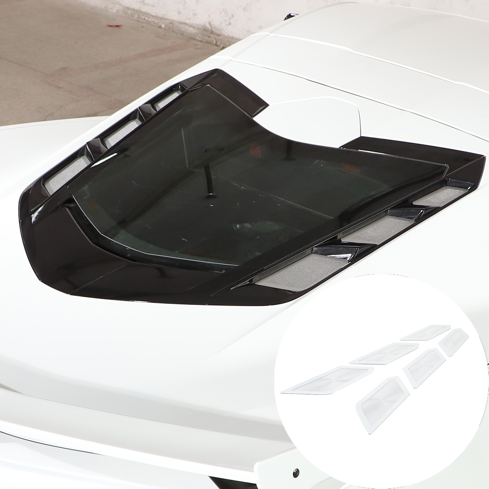 Perforated Rear Hood Vent Inserts for 2020-2025 C8 Corvette Brushed ...