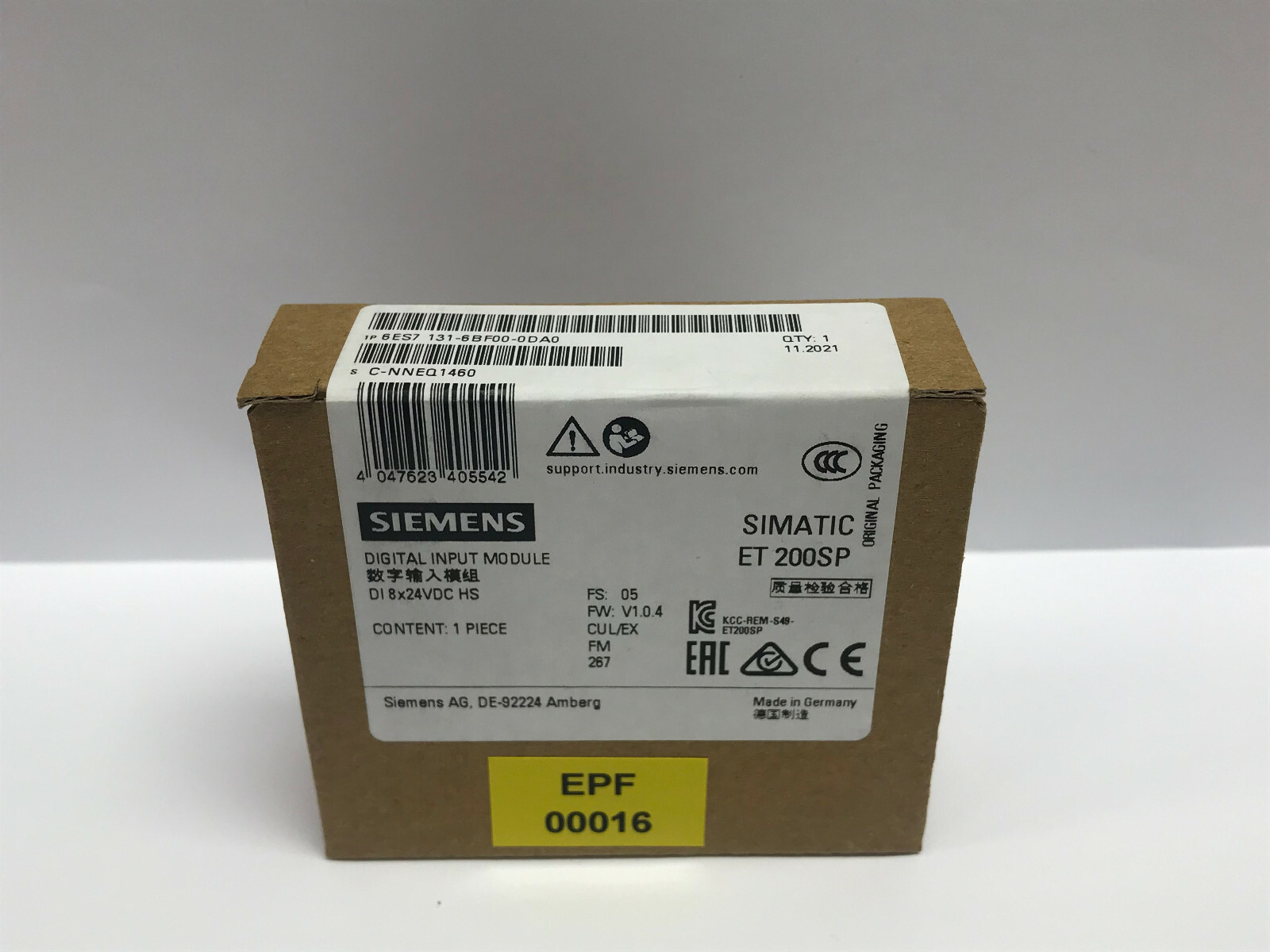 Siemens ET200SP DI x 8 24Vdc High Speed Input Card (6ES7131-6BF00-0DA0 ...