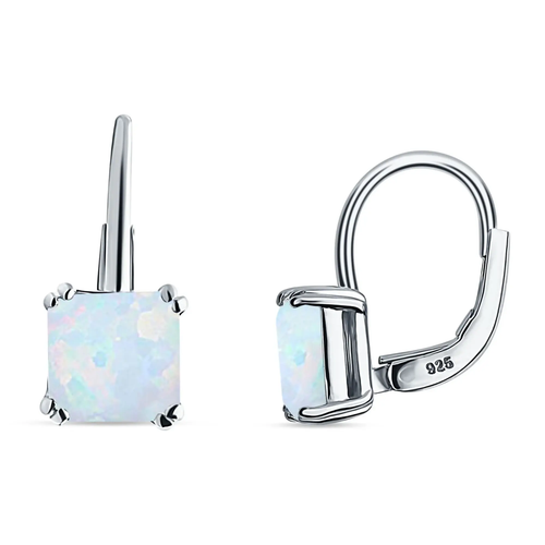 Stunning Square Opal Lever Back Earrings- Solid Sterling Silver - Opals ...