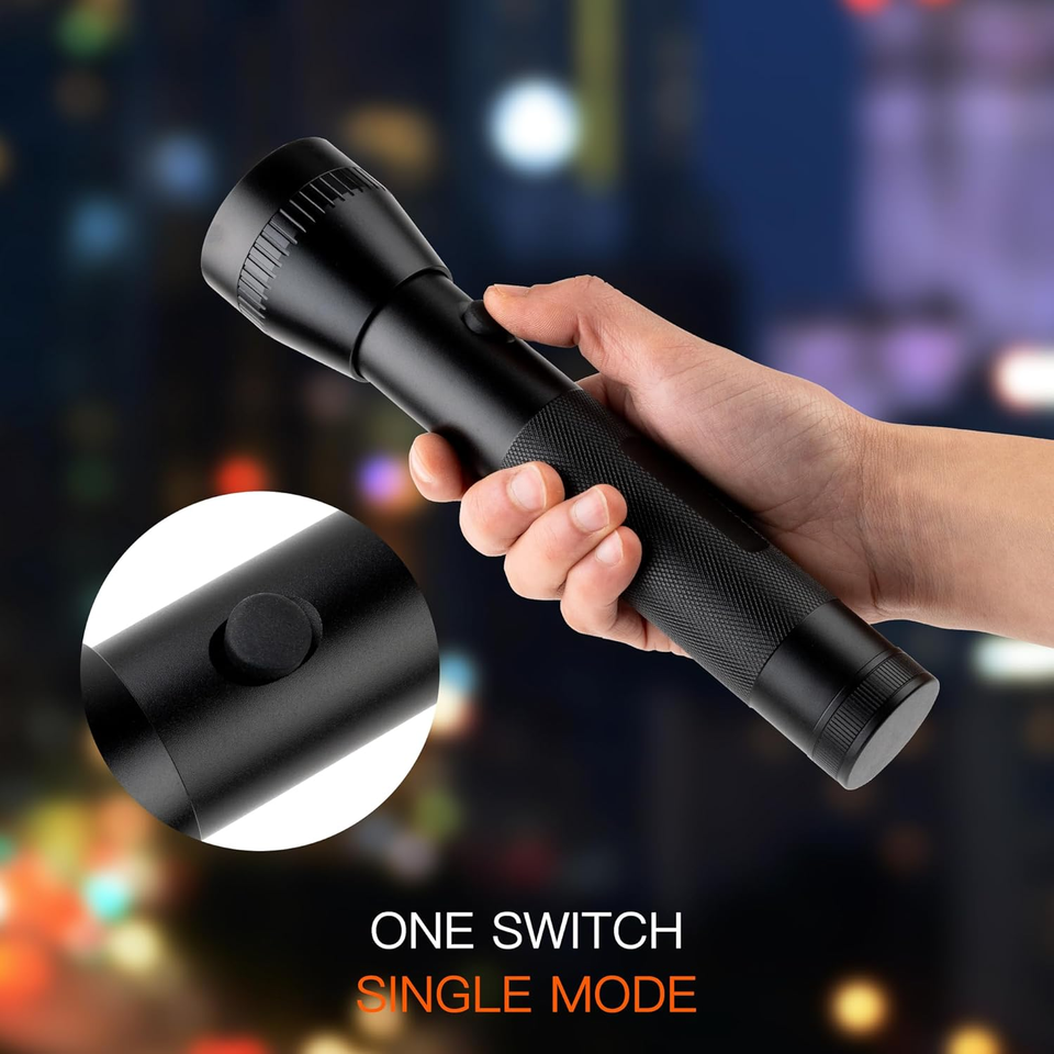 2D Cell Battery Big Flashlights Single Mode High Lumens Aluminum Heavy ...