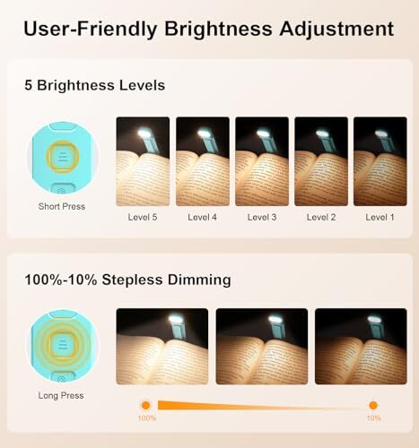 Reading Light, Book Light for Reading in Bed - Eye Caring 3 Colors, 5 ...
