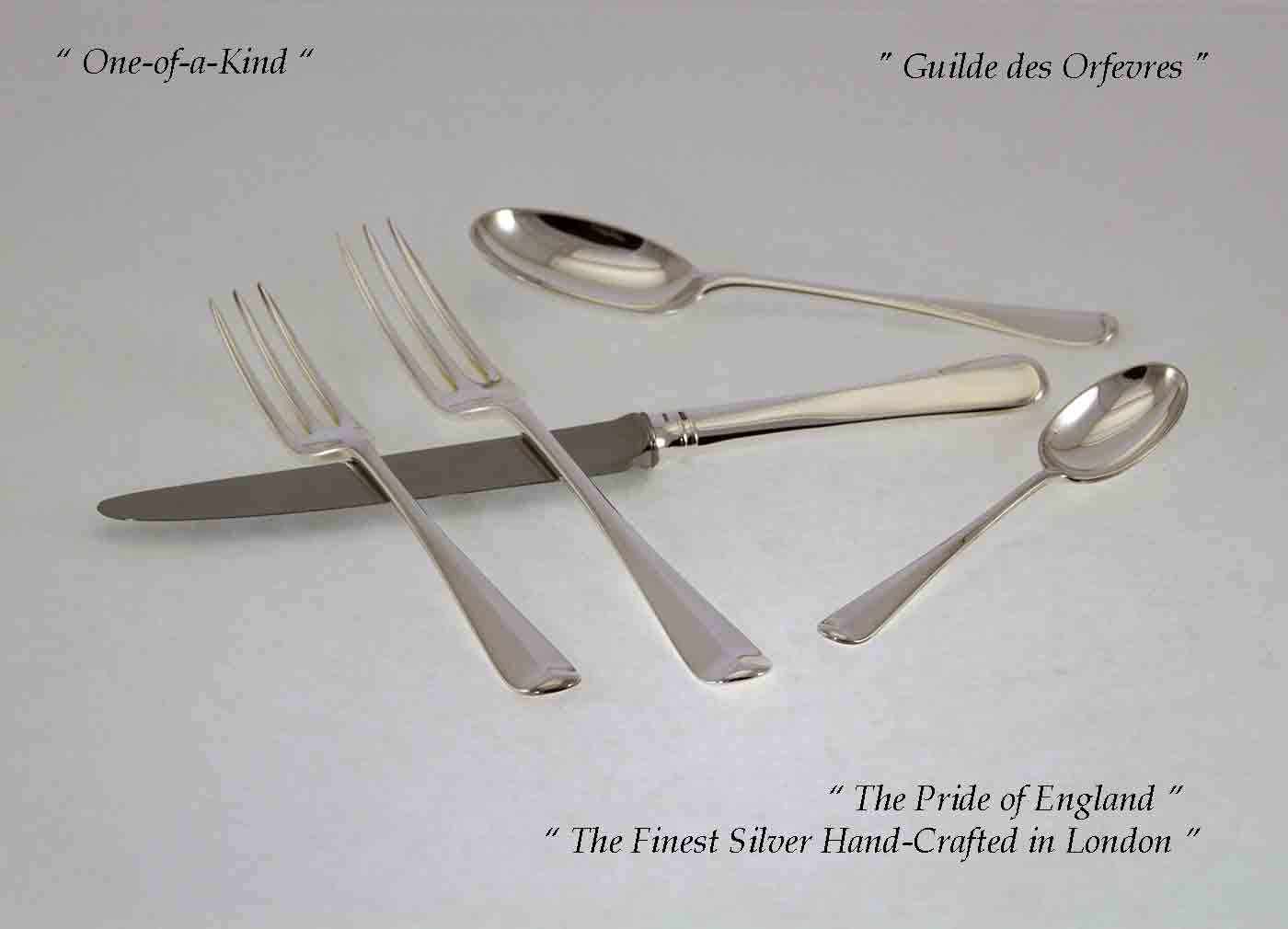 Sterling Silver Flatware 5-pc Place-Setting, Rattail - Hand-Forged | eBay