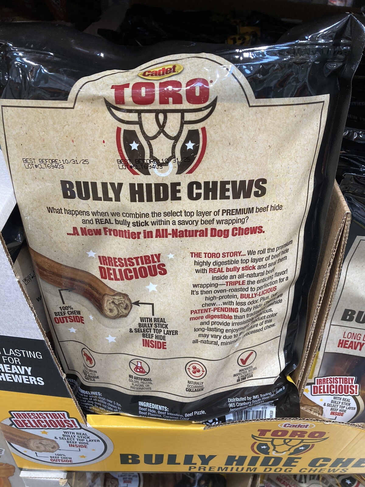 Cadet TORO Bully Hide Chews All-Natural Dog Chews - 9-12" - 2 pack 24 ...