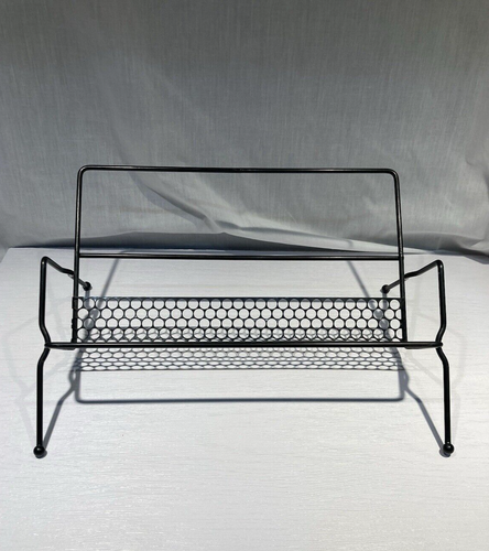 Vintage Atomic MCM Black Metal Wire 45 Rpm Record Book Rack Stand | eBay