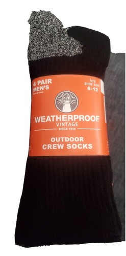 Weatherproof Wool Blend All Purpose Outdoor Crew Socks 4 Pack (6-12 ...