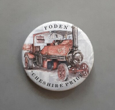Foden steam wagon Cheshire Pride 36mm button pin badge Original art ...
