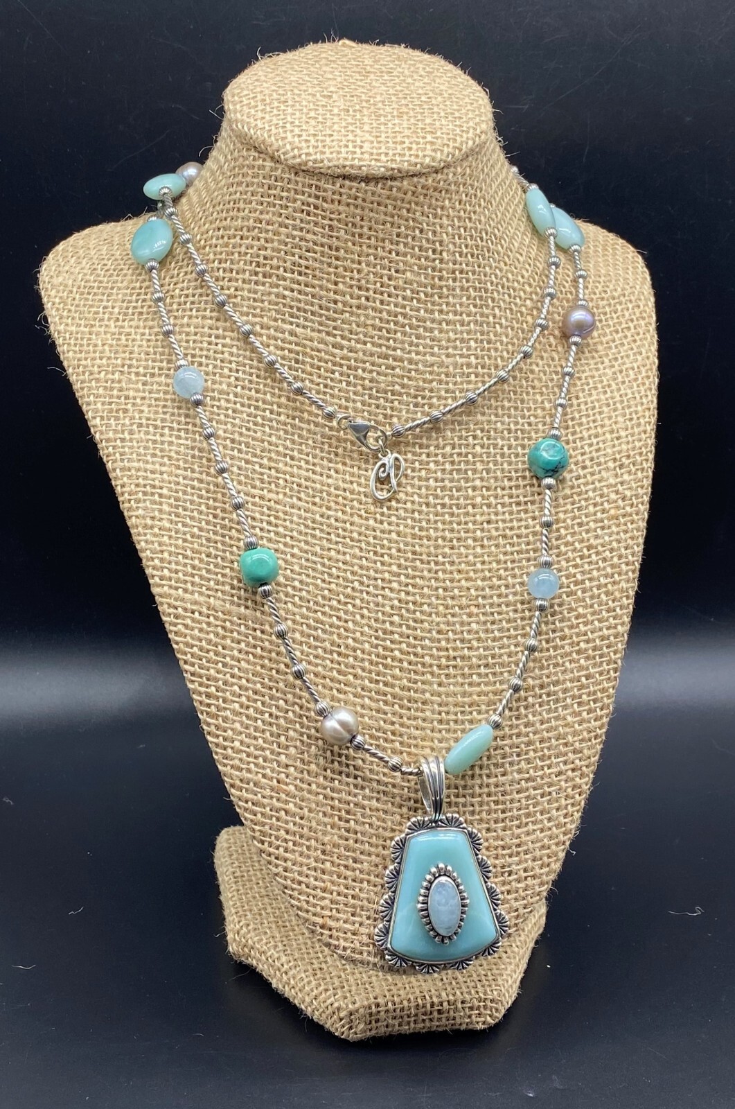 CAROLYN POLLACK RELIOS-Sterling SW Amazonite Aquamarine Bead Enhancer ...