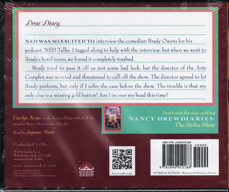 NEW Nancy Drew Diaries #17 FAMOUS MISTAKES Unabridged 3 CD Set ...