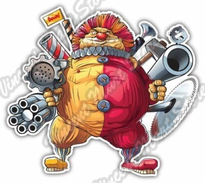 Mad Fat Clown Killer Gun Murderer Circus Car Bumper Vinyl Sticker Decal ...