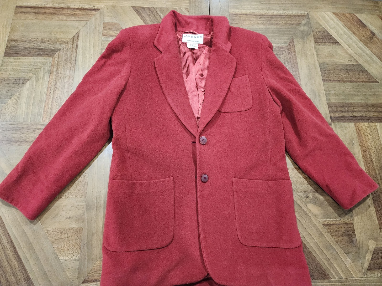 Jaeger Womens Burnt Orange Wool Blazer Jacket Size 10… - Gem