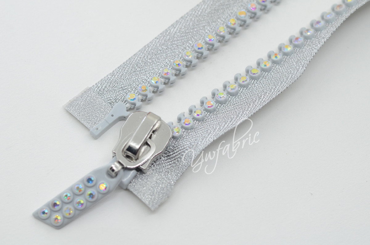Rhinestone Zipper 60cm 2row Silver Gold Crystal AB Clothes Jacket Sew ...