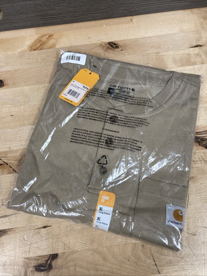 Carhartt Men’s Loose Fit Heavyweight Long Sleeve Pocket Henley Shirt XL ...