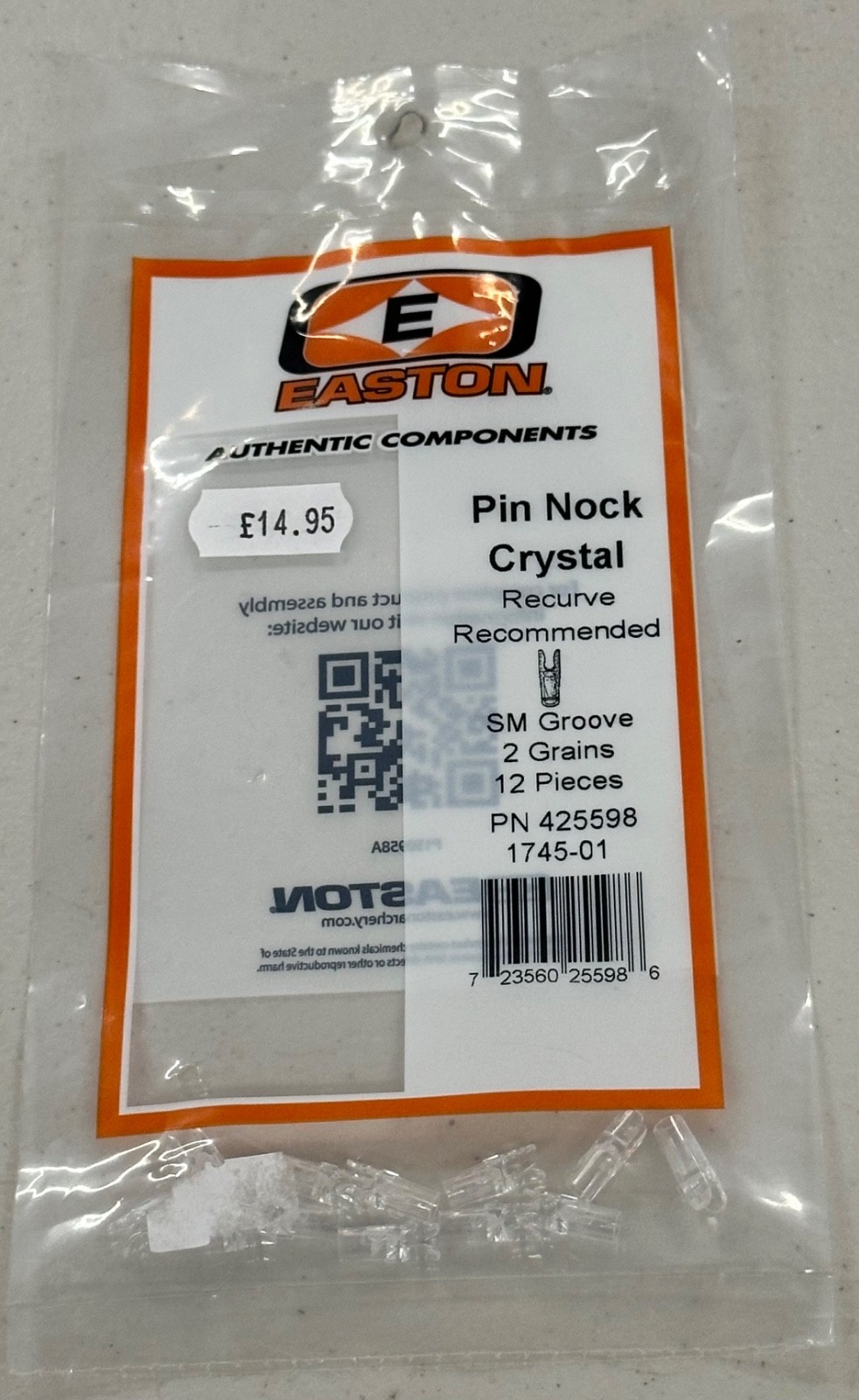 EASTON, PIN NOCK CRYSTAL, SMALL GROOVE, PN425598 CRYSTAL 12 Pack New ...