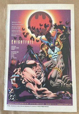Batman Knightfall 1993 Print Ad promo art DC House Ad comics Kelley ...