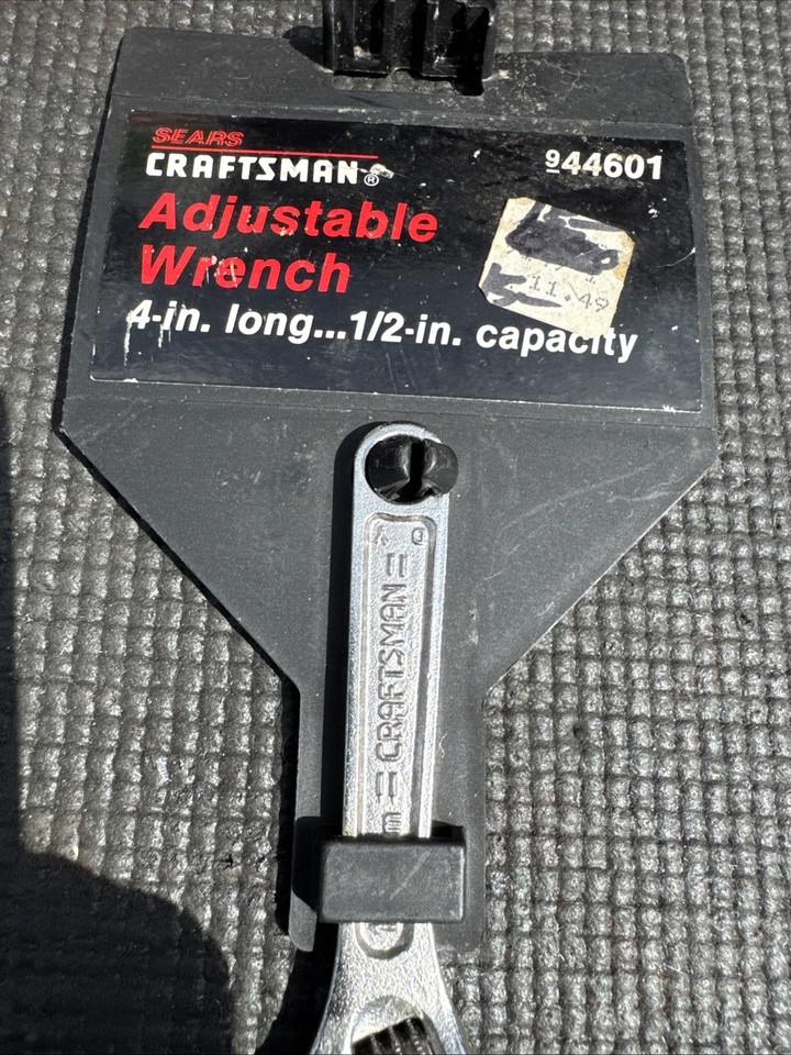 Sears Craftsman USA Nos Rare 4” Adjustable Wrench on Card 44601 WF ...