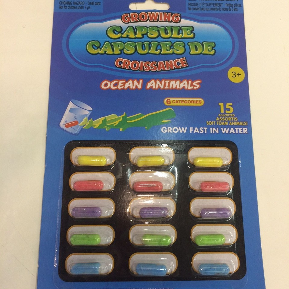 Capsule Creatures 12 Piece Foam Toy Magic Grow Dinosaur Wild Zoo ...