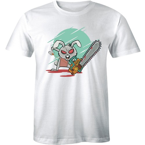 Wild Mad Rabbit Holding A Chainsaw - Serial Killer Bunny T-shirt Tee | eBay