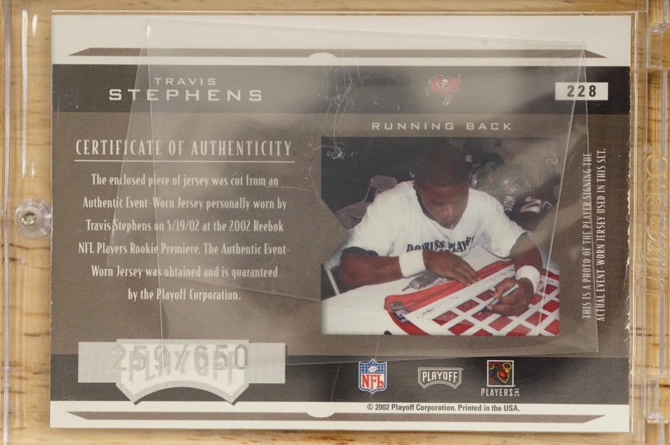 Travis Stephens 2002 Playoff Honors Football #228 Jersey Buccaneers 259 ...