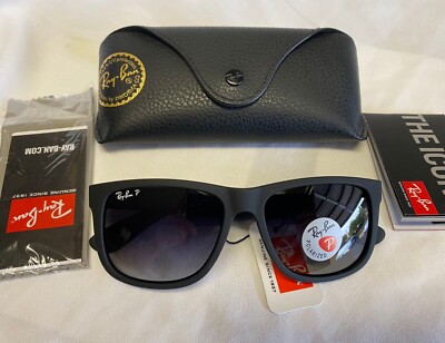 Ray-Ban Justin RB4165 54mm Rubber Black/Gray Gradient Polarized ...