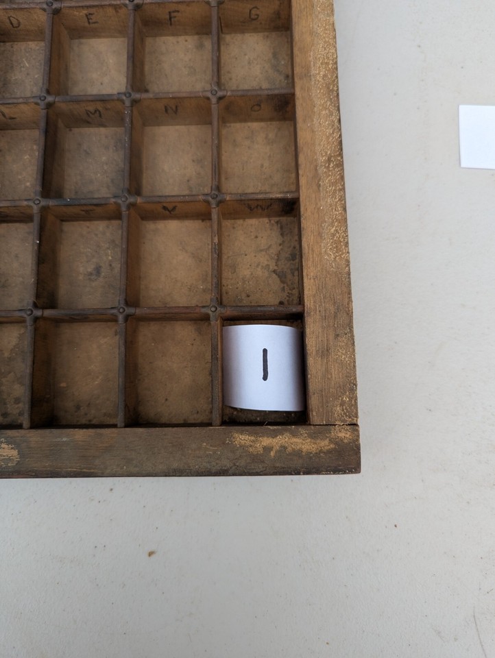 Antique 1917 Wood Printing Press Drawer Letterpress Typeset Case Shadow ...