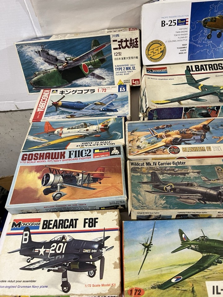 18 REVELL MPC MONOGRAM AIRFIX WWII FIGHTER AIRPLANE MODEL 1:72 KIT LOT ...
