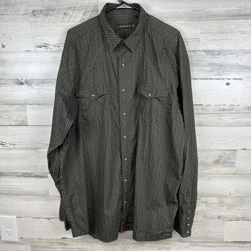 Roper Shirt Men’s XL Pearl Snap Western Brown Paisley Long Sleeve Rodeo ...