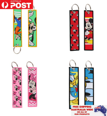 Disney Cartoon Characters Keychain Keyring Double Sided Embroidered Key ...