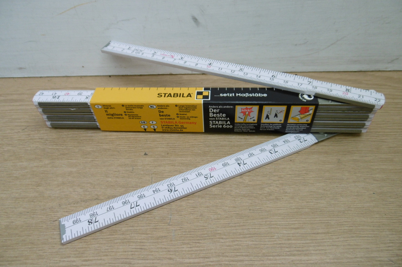 STABILA 1607 2METRE METRIC & IMPERIAL WOODEN FOLDING RULE | eBay UK