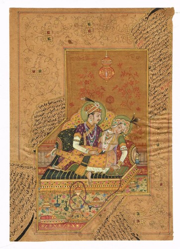 Moghol Peinture Miniature De Empereur Akbar Et Jodha Bai Sur Papier 15 ...