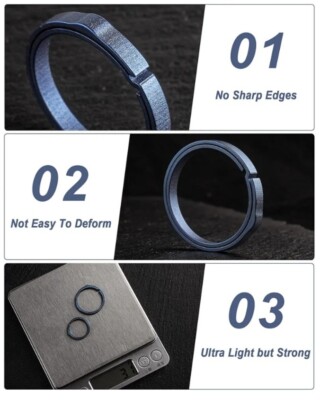 TISUR Titanium Key RingElegant Quick Release Side Pushing Split Rings ...