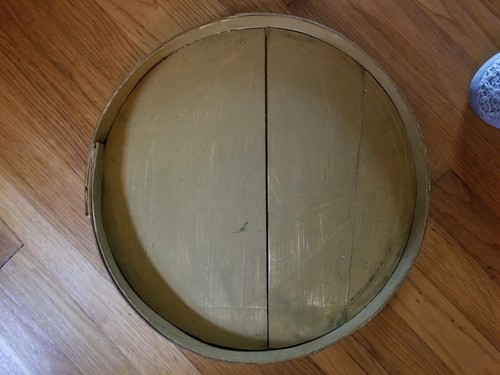 Vintage Wood Barrel Lid w/ Painted Folk Art Couple Large Wall Decor ...