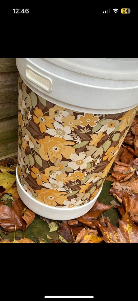 Large Vintage Plysu 1970's Floral Design Plastic Washing Laundry Basket ...
