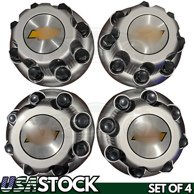 4x For Chevy Silver 8 Lug Center Caps AVALANCHE SUBURBAN SILVERADO 2500 ...