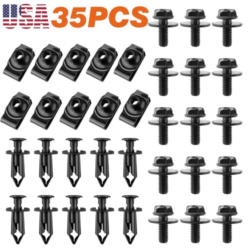 35pcs Engine Under Cover Splash Shield Guard Body Bolt U-nut Clips ...