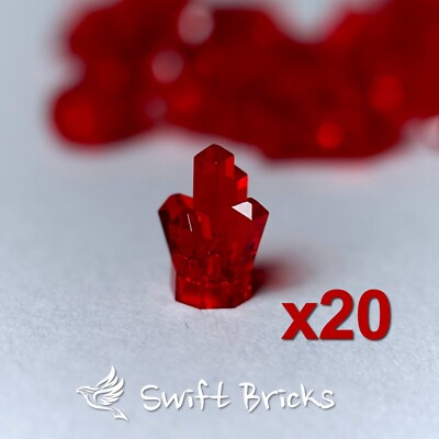 LEGO 20pc Trans Red Crystal 1x1 Rock 5 Point Gem Ruby Translucent Jewel ...