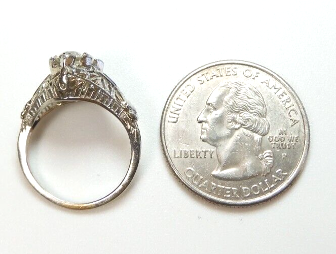 Antique 1920's Diamond Filigree Engagement Ring 17K Size 5.25 UK-K EGL ...