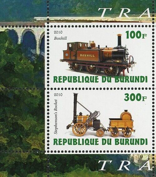 Train Stamp Transportation Stephenson's Rocket Boxhill S/S of 4 MNH | eBay