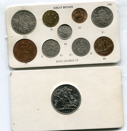 gb 1951 year set, 10 coins , high grades with very scarce 1951 penny ...
