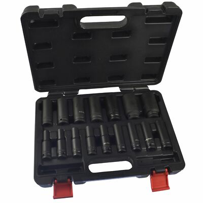 16pc 1/2" Dr 6 Point European Deep Impact Socket Set 10 - 32mm US PRO ...