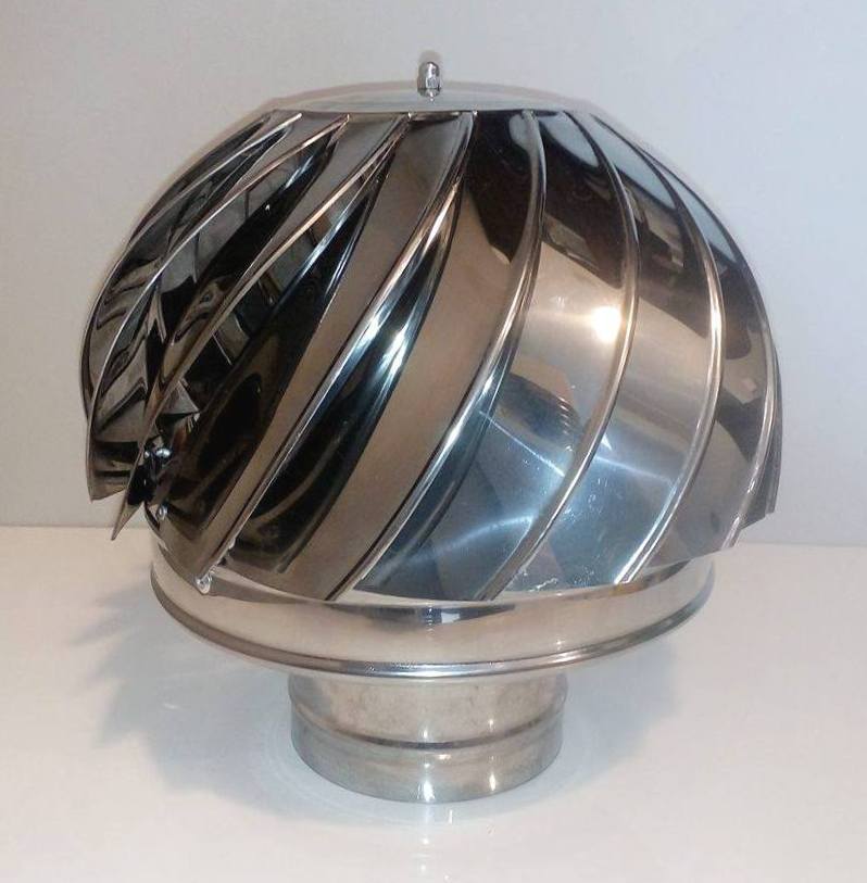 CHIMNEY SPINNER COWL Stainless Steel Spinning Wind Rotating Cap fit 100 ...