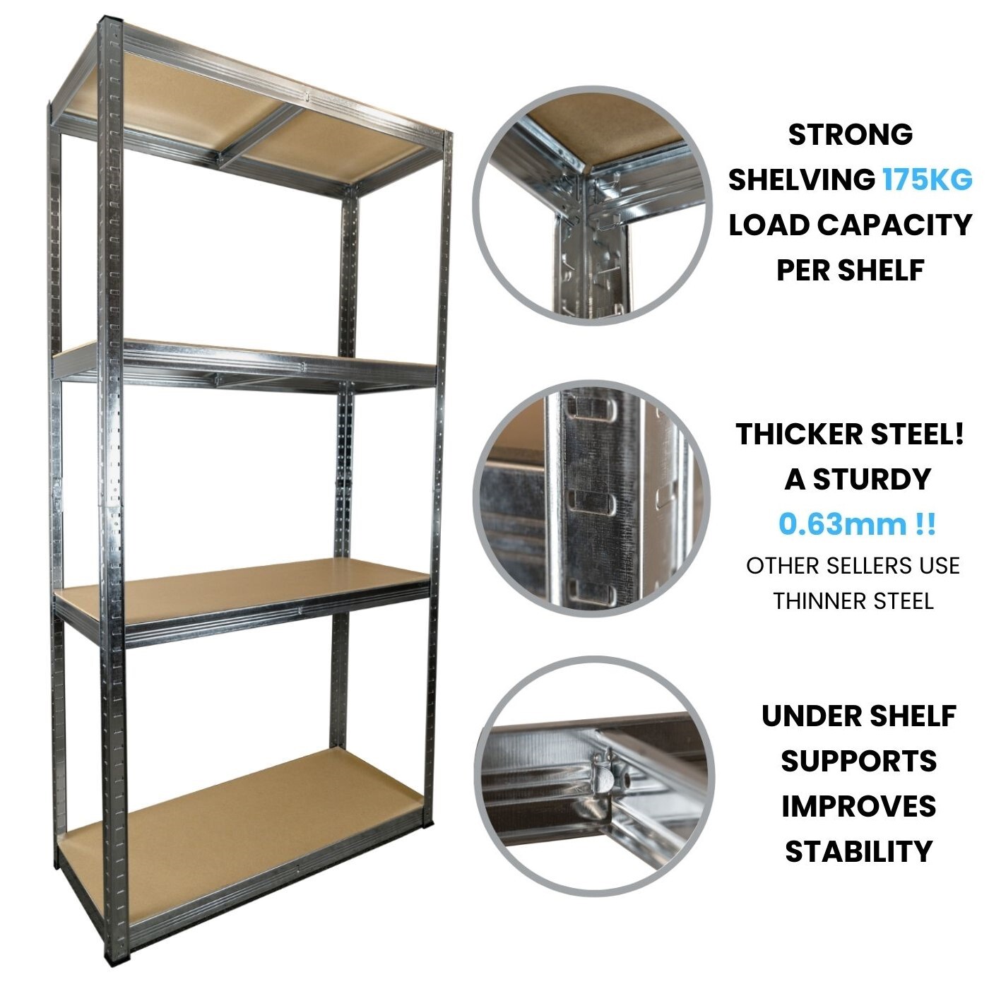 Garage Shelving Boltless Metal Racking Shelf Unit Strong Storage ...