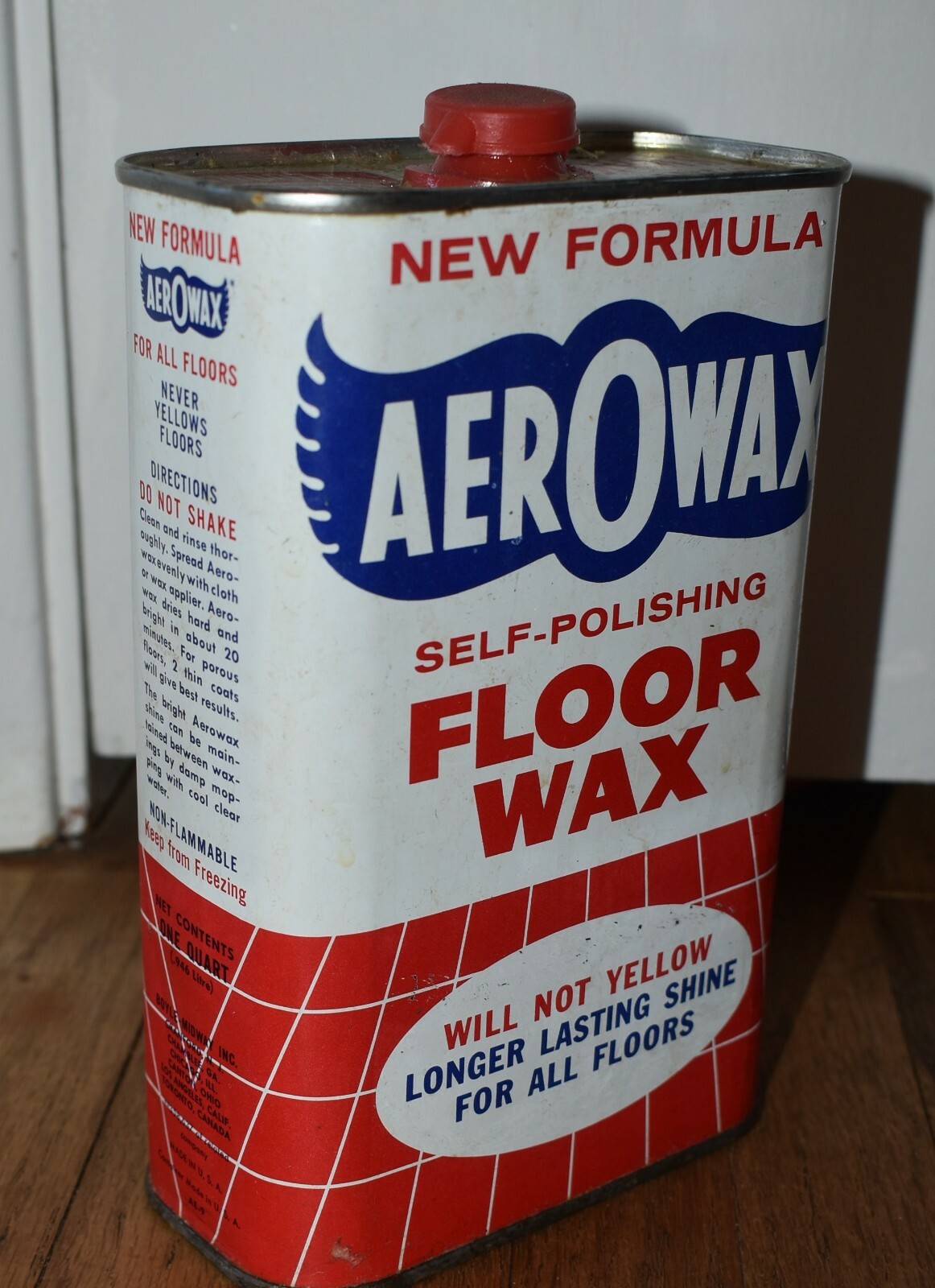 Vintage AEROWAX FLOOR WAX Advertising Store Display Sign w AIRPLANE ...