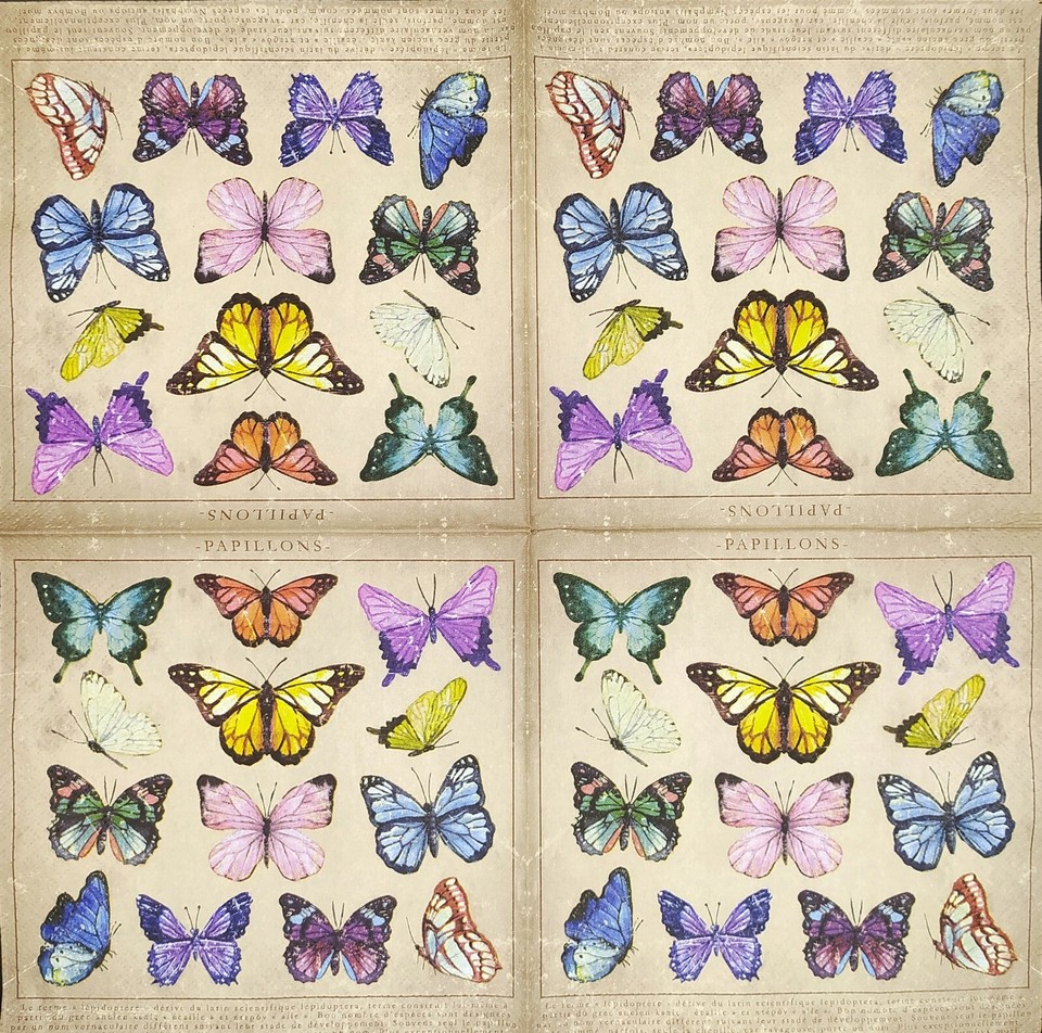 N972# 3 x Single Paper Napkins Decoupage Nice Papillons Butterflies ...