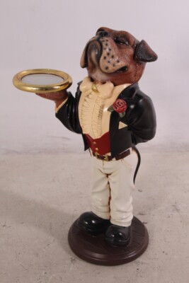Small Bulldog Butler With Tray Resin Statue Animal Prop Theme Decor ...