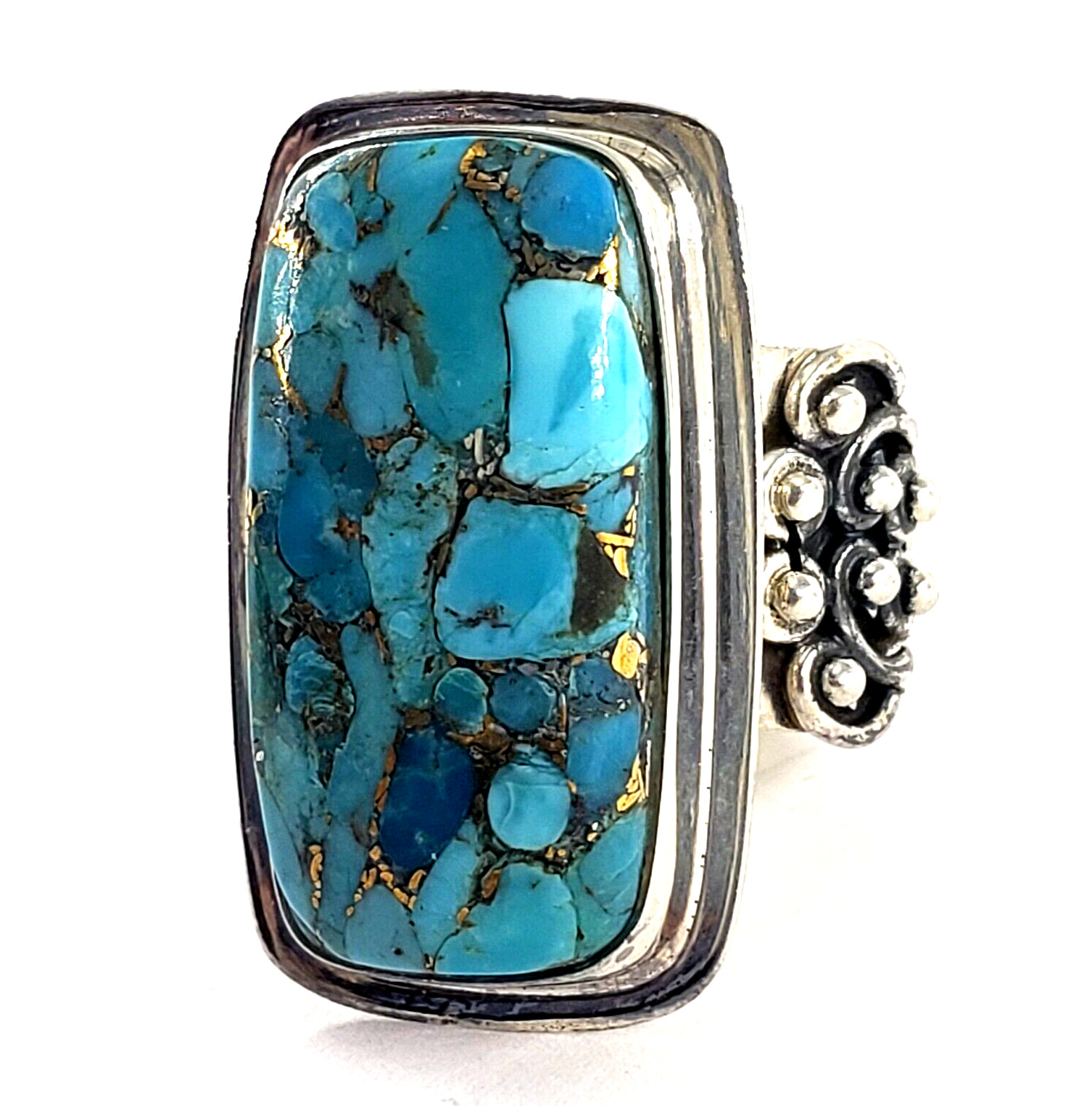 YS INDIA 925 Sterling Silver Turquoise Ring Size 7 Wo… - Gem