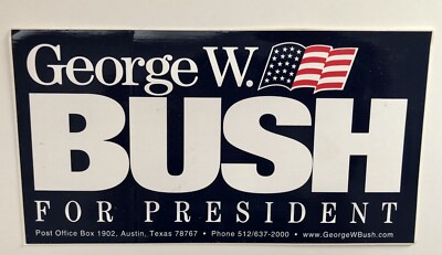 George Bush for President Bumper Sticker Election Collectors Sticker 3. ...