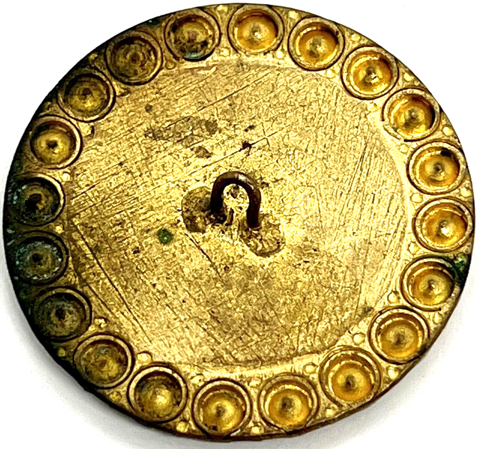 Fine Vintage Large Hand-painted Enamel Floral Button, Paste Rhinestone ...