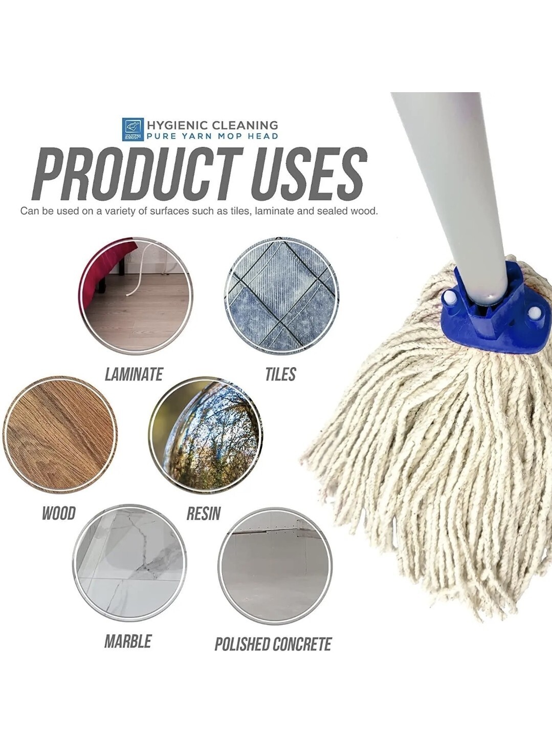 Cotton Mop Heads Replacement Colour Coded Floor Screw On Heavy Duty ...