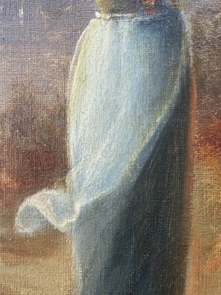 🔥 Antique Old 19th c English Impressionist Woman Portrait Oil Painting ...