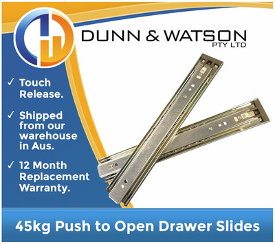 300mm 45kg Push to Open Drawer Slides / Kitchen Runners - Touch Release ...